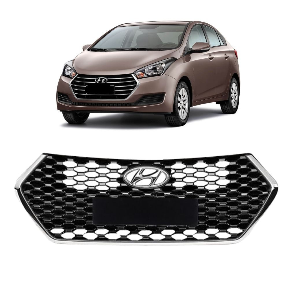 Grade Dianteira Principal Hb20 Hatch Sedan 2018 A 2020 Preta - Fuscão Preto