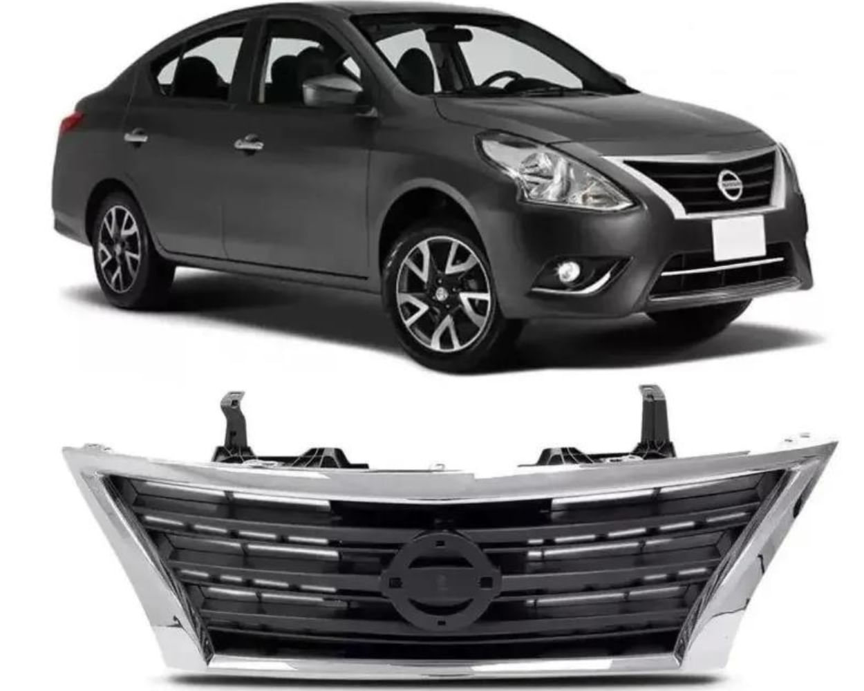 Grade Dianteira Versa 2015 2016 2017 2018 Preta Com Friso - Fuscão Preto