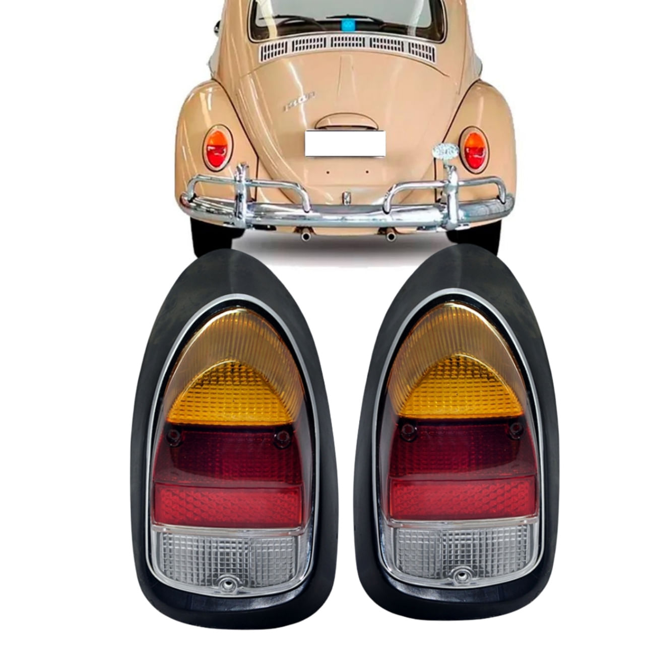 Lanterna Traseira Fusca 1300l 1500 1971 70 A 1979 Completa - Fuscão Preto