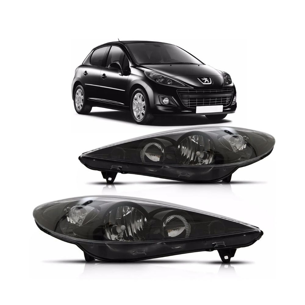 Farol Peugeot 207 2008 2009 2010 2011 A 2015 Mascara Negra - Fuscão Preto