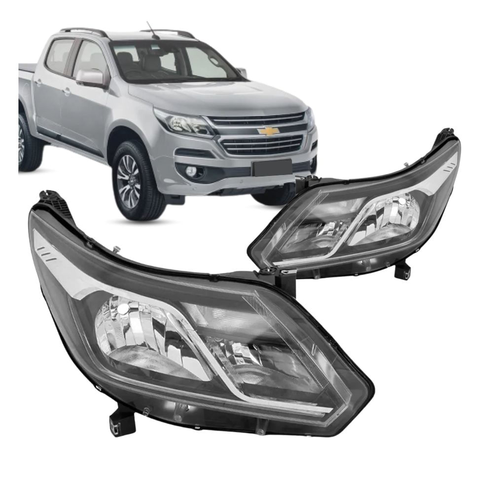 Farol S10 Trailblazer 2017 2018 2019 Com Led - Fuscão Preto