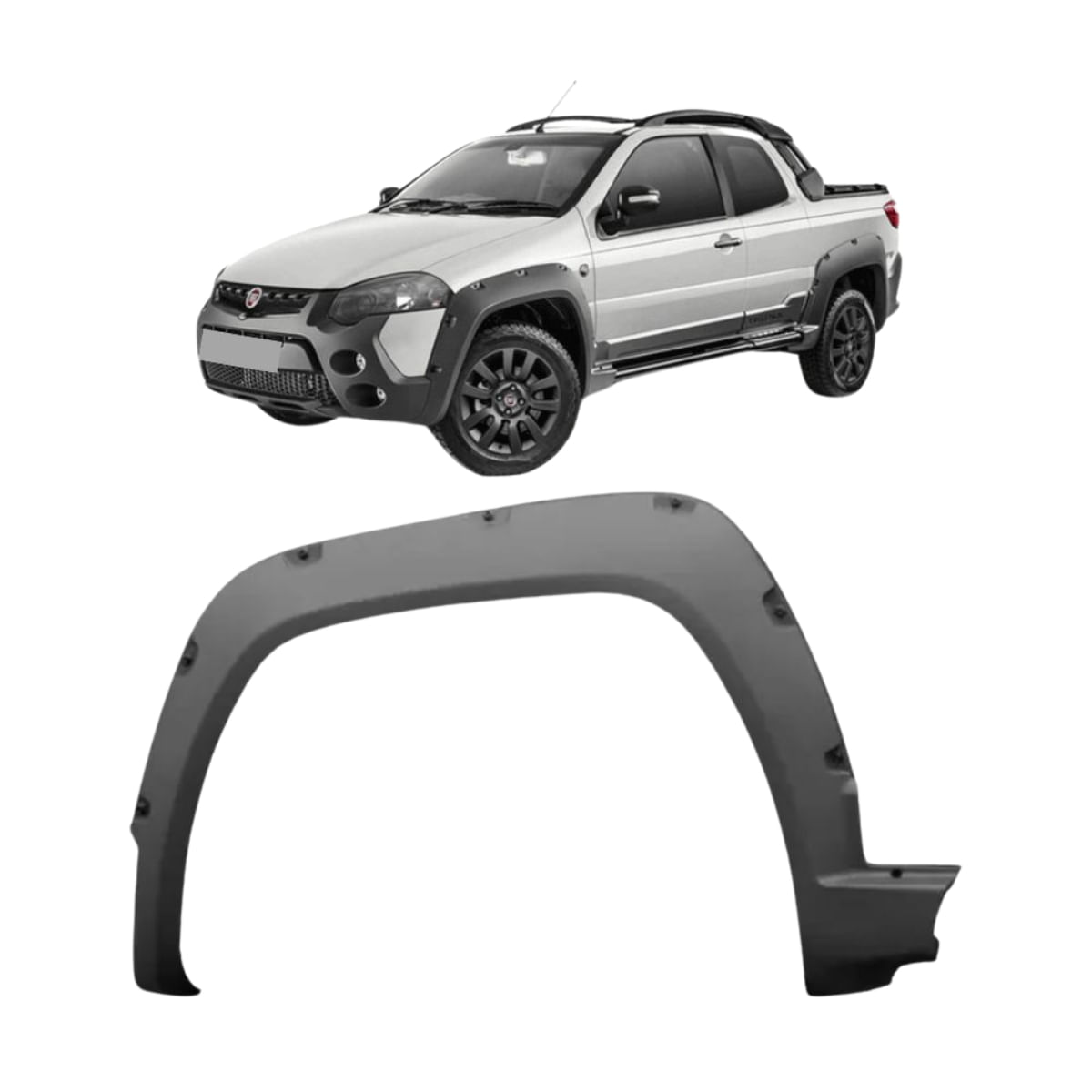 Moldura Paralama Dianteiro Strada Locker 2014 A 2020 - Fuscão Preto