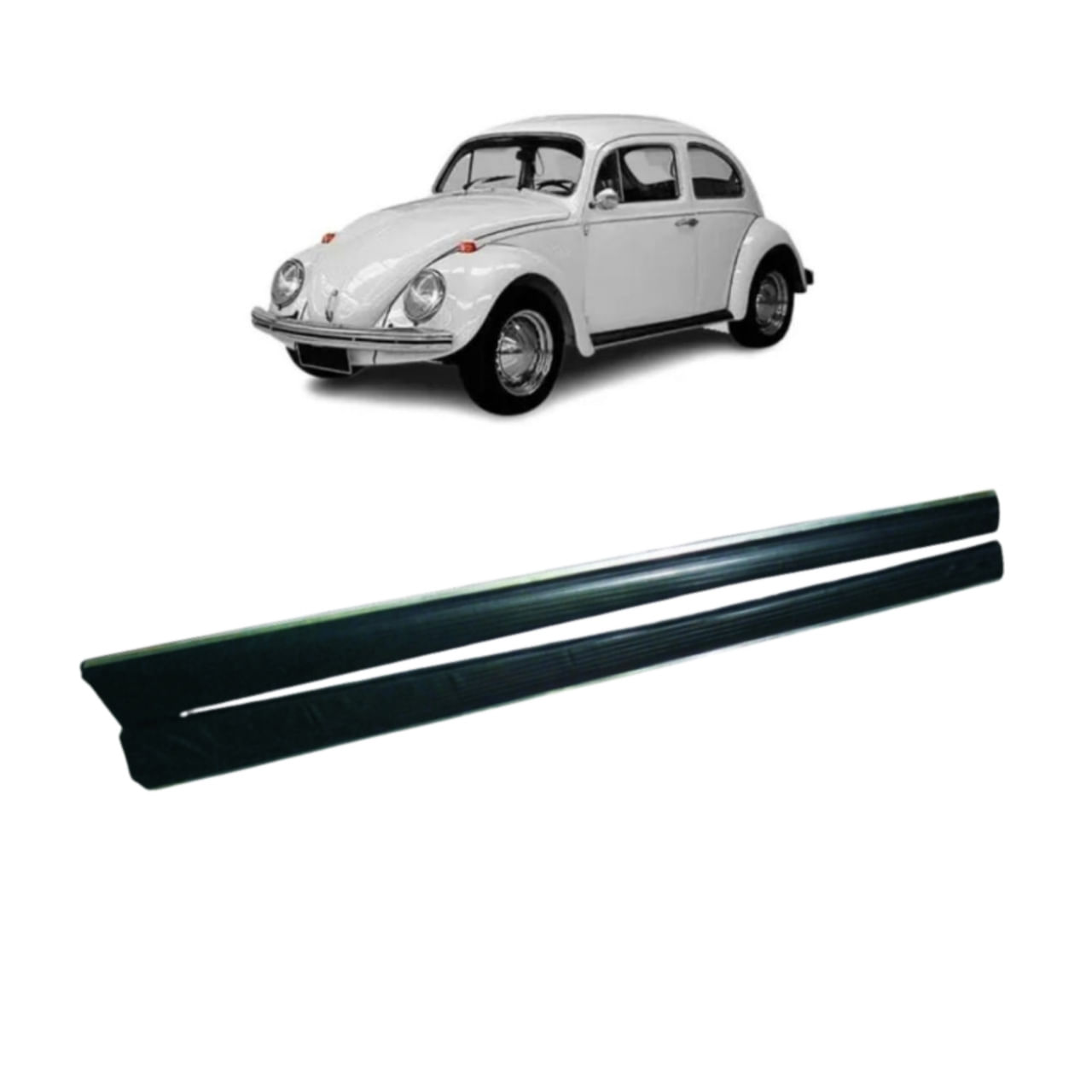 Par Estribo Cromado Lateral Com Friso Fusca Antigo Moderno - Fuscão Preto